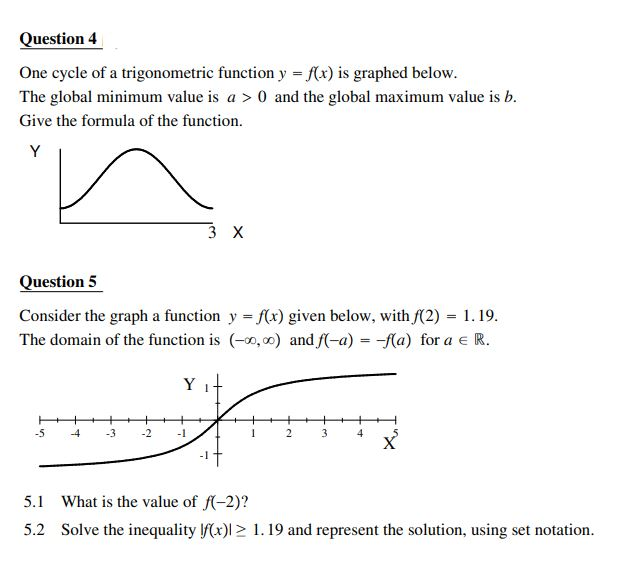 Solved Question 4 One cycle of a trigonometric function y = | Chegg.com