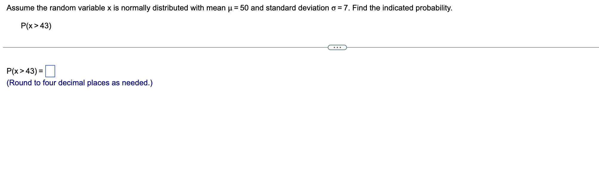 Solved Assume the random variable x is normally distributed | Chegg.com