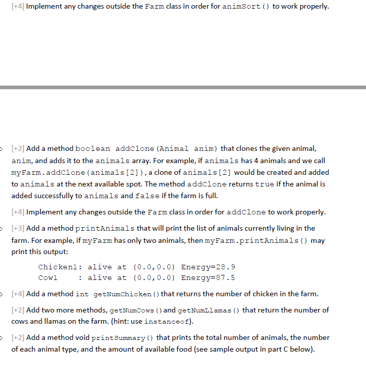 Solved (A) the Animal class: 0 [+1] Change Animal to an | Chegg.com