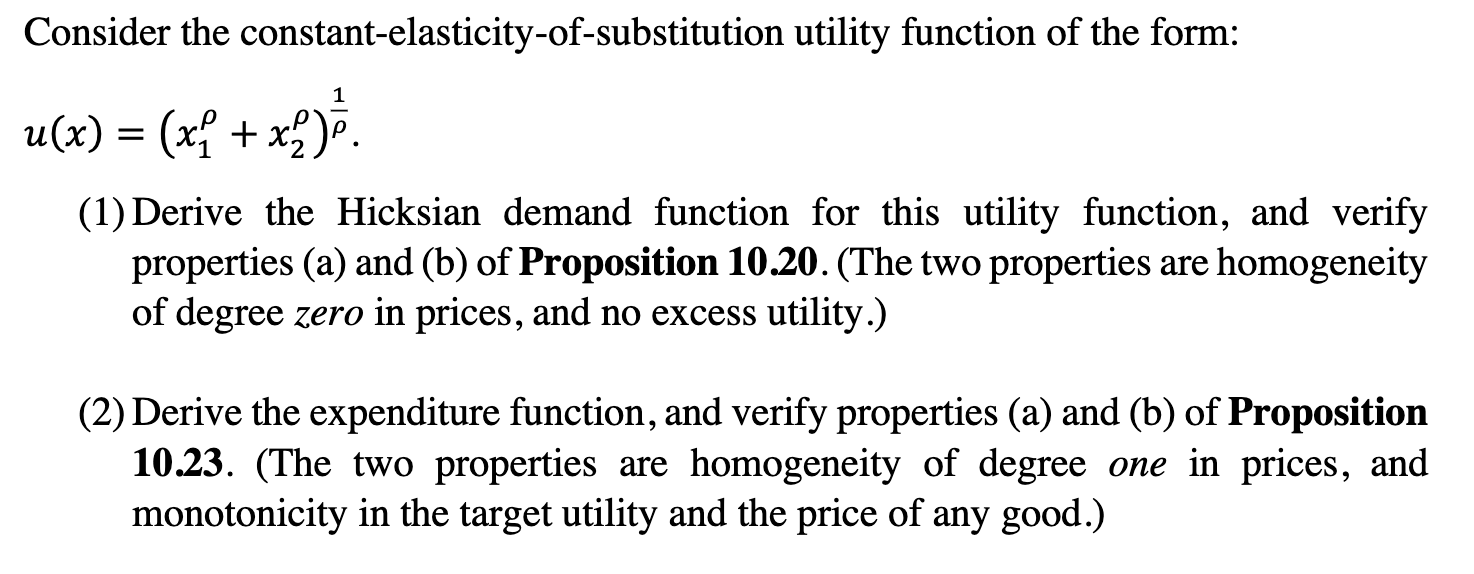 Solved Consider the constant-elasticity-of-substitution | Chegg.com