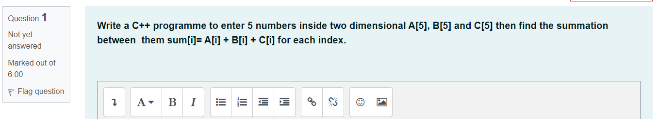Solved Question 1 Not yet answered Write a C++ programme to | Chegg.com