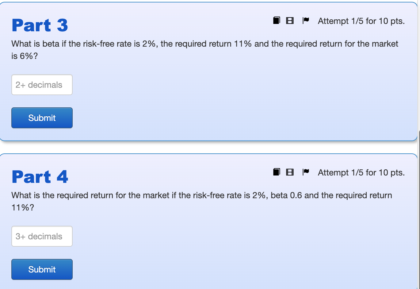 Solved Intro Use the required return-beta equation from the | Chegg.com
