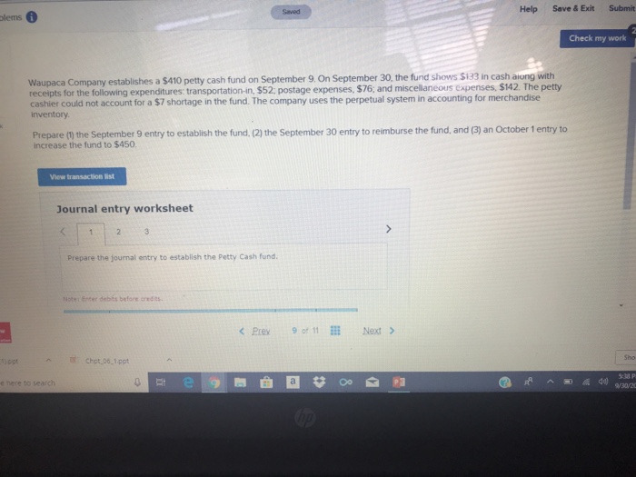 Solved Saved Help Save & Exit Submit lems Check my work | Chegg.com