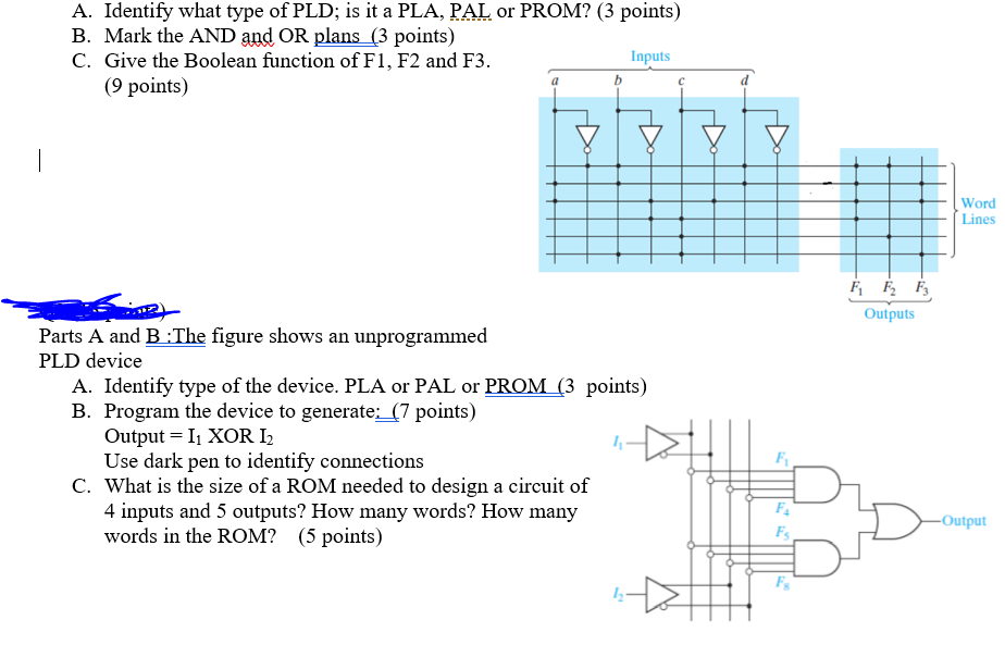 Solved A. Identify what type of PLD; is it a PLA, PAL or | Chegg.com