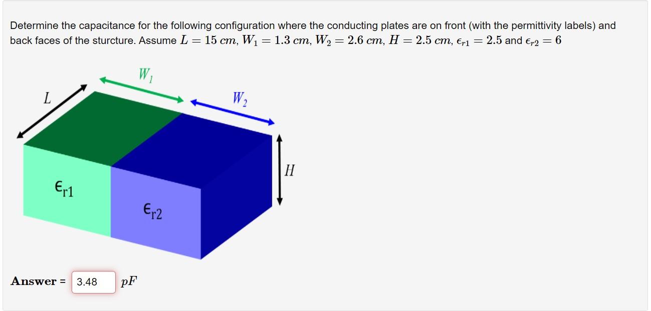 Solved Determine the capacitance for the following | Chegg.com
