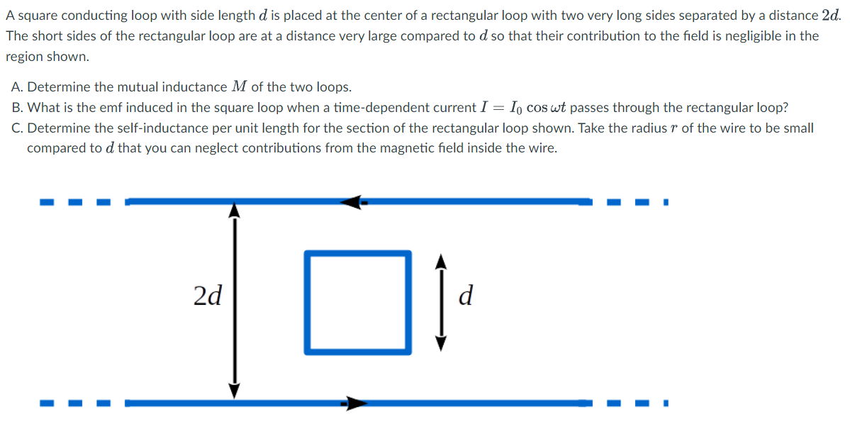 Solved A Square Conducting Loop With Side Length Is Placed 6840