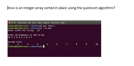Solved How is an integer array sorted in place using the | Chegg.com