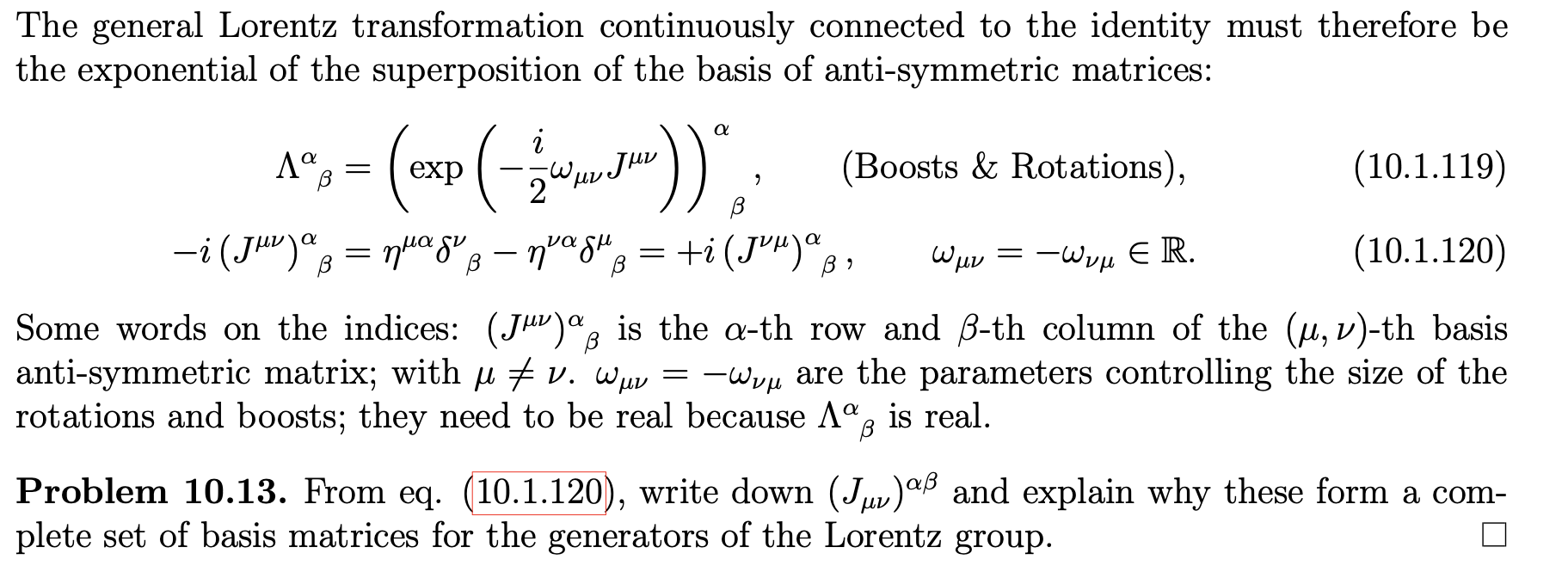 Solved The general Lorentz transformation continuously | Chegg.com