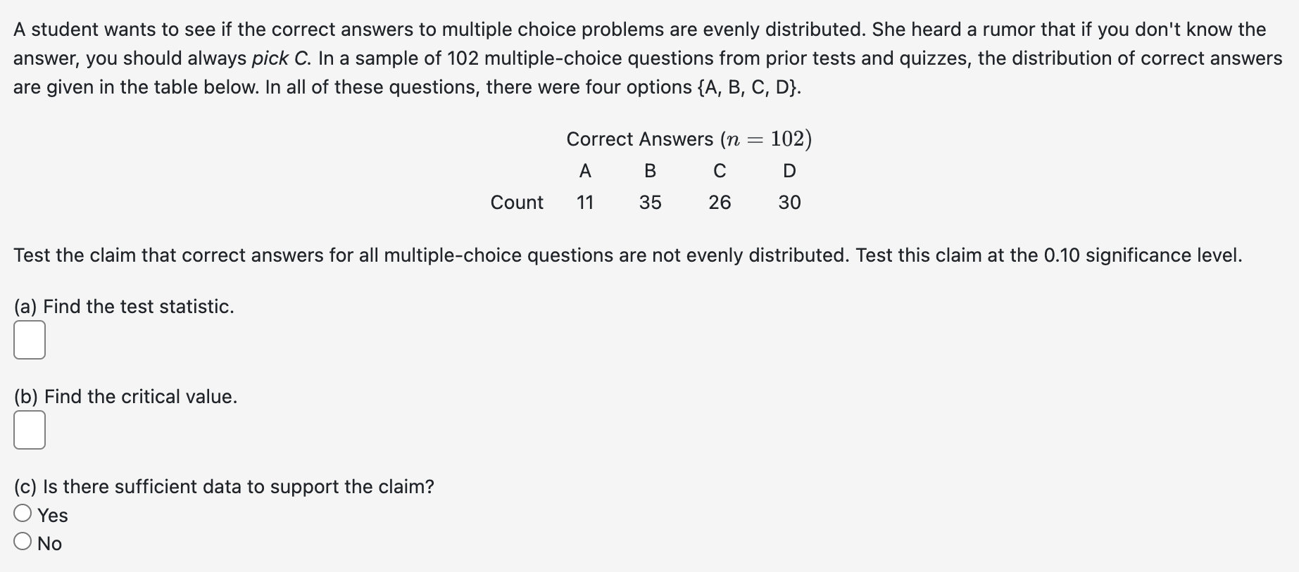 Solved A student wants to see if the correct answers to | Chegg.com