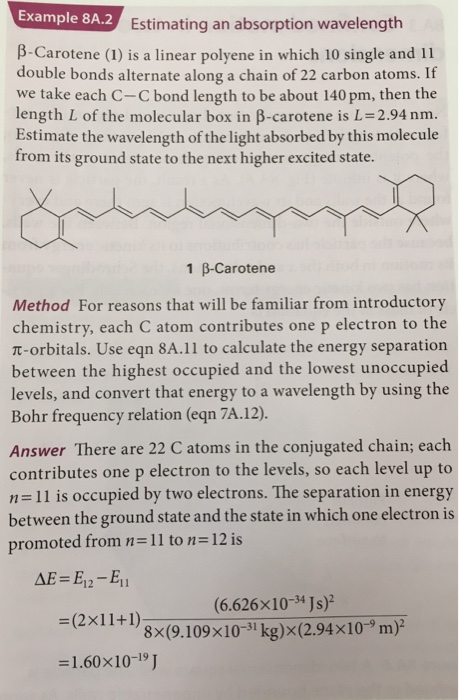 Solved Example 8A.2 Estimating an absorption wavelength | Chegg.com