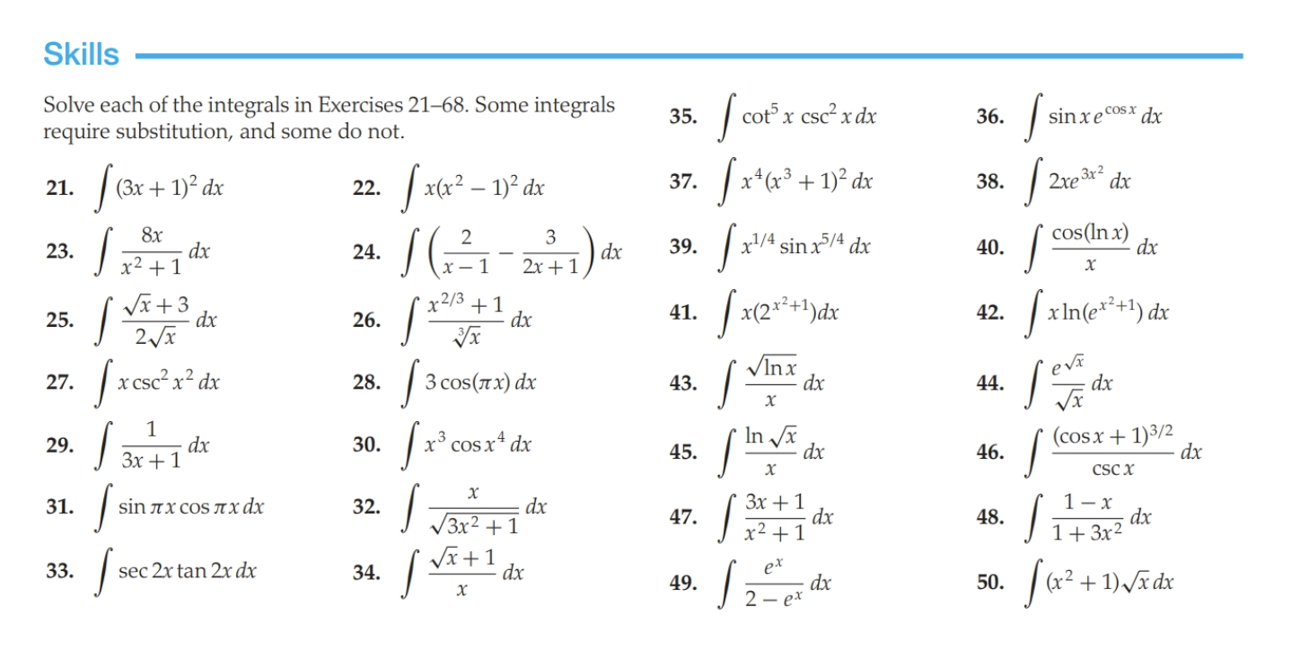 Solved Solve each of the integrals in Exercises 21-68. Some | Chegg.com