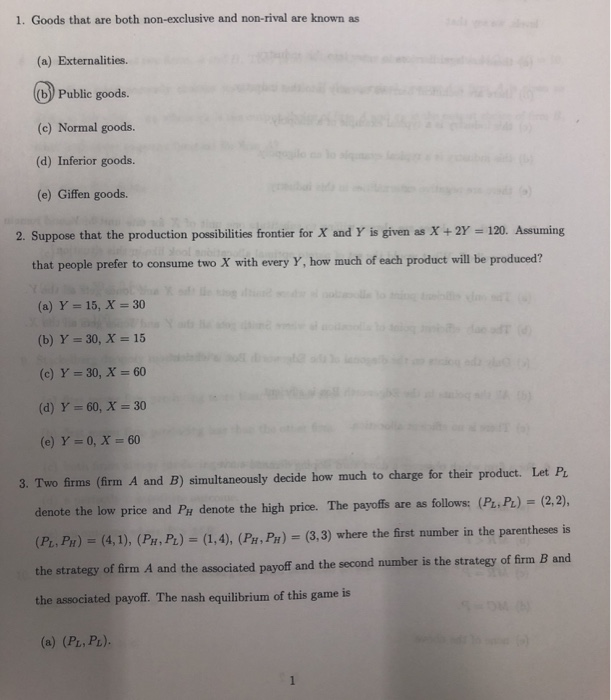 Solved 1. Goods that are both non-exclusive and non-rival | Chegg.com