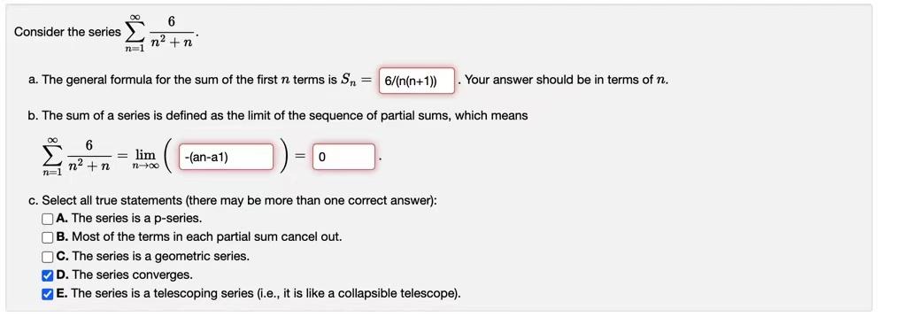 Solved 6 Consider the series Ln2 +n n=1 a. The general | Chegg.com