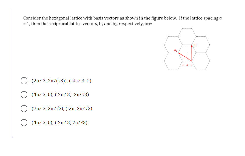 Solved Consider The Hexagonal Lattice With Basis Vectors As
