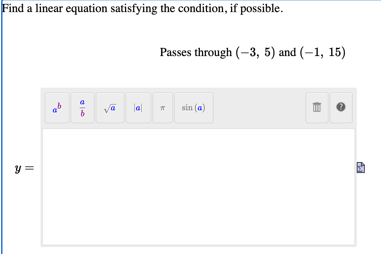 Solved Find a linear equation satisfying the condition, if | Chegg.com