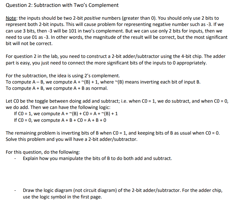 Solved Question 1: Adder IC (74LS283) The circuit diagram | Chegg.com