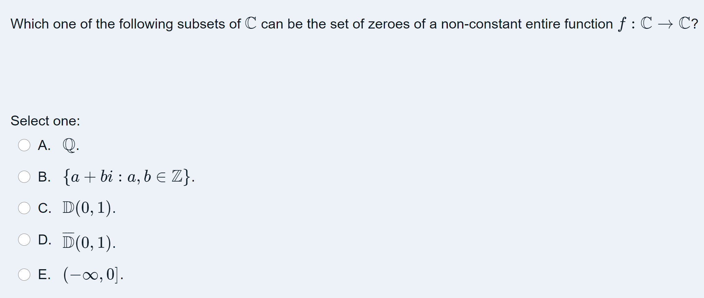 Solved Which one of the following subsets of C can be the | Chegg.com