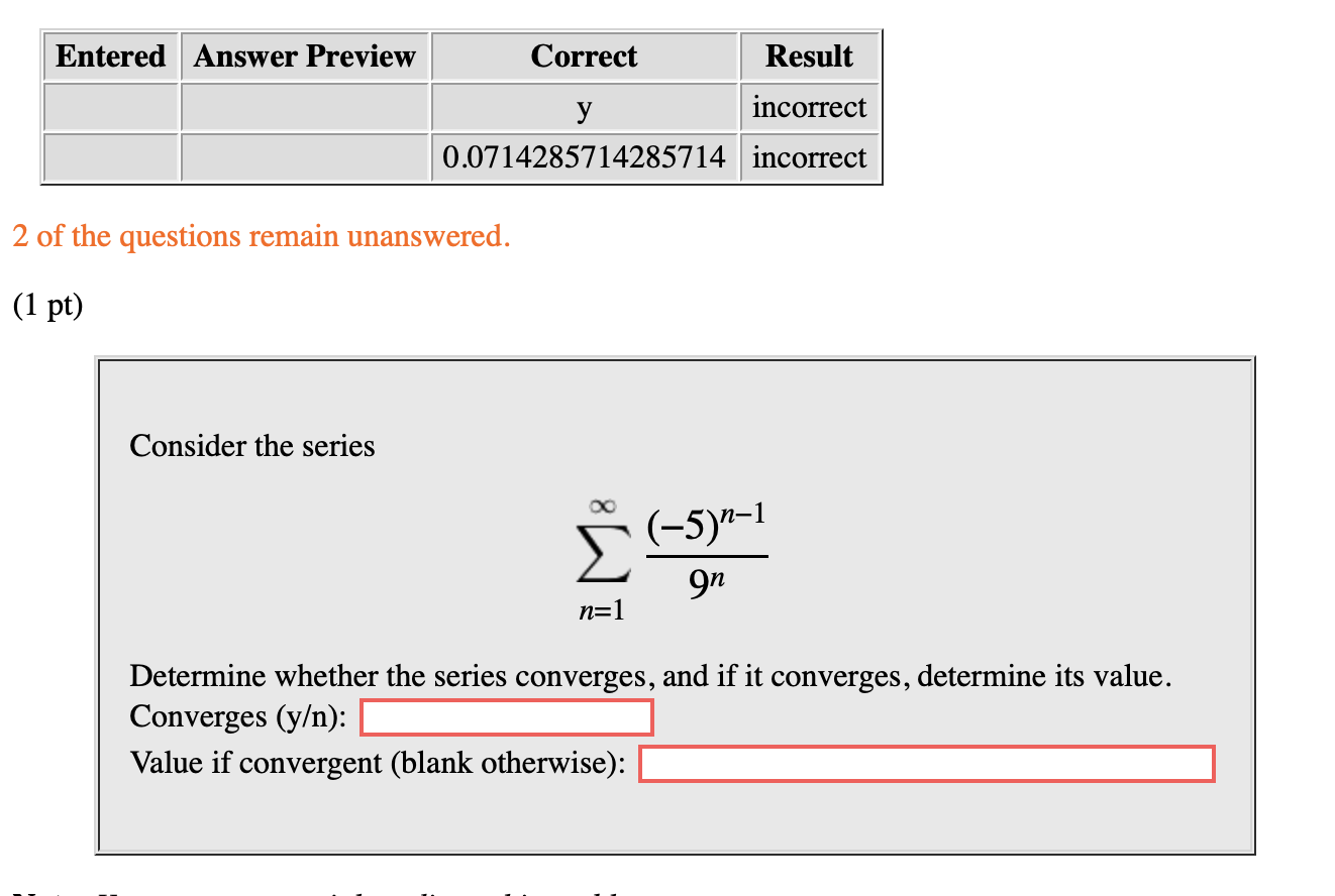 Solved Entered Answer Preview Correct Result y incorrect | Chegg.com