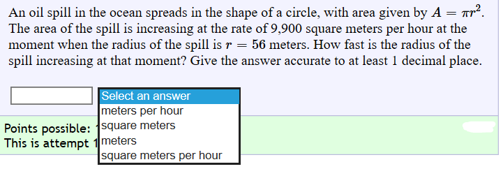 Solved An oil spill in the ocean spreads in the shape of a | Chegg.com
