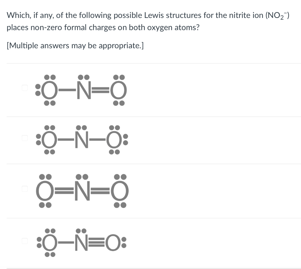 Solved Which, if any, of the following possible Lewis | Chegg.com