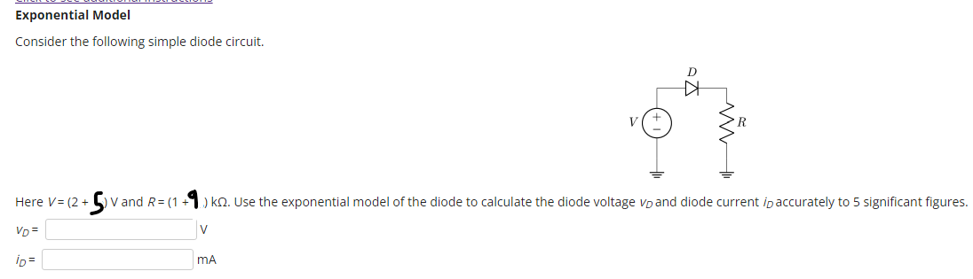 Solved Exponential Model Consider the following simple diode | Chegg.com
