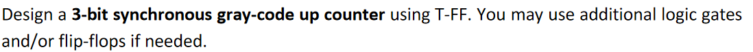 Solved Design a 3-bit synchronous gray-code up counter using | Chegg.com