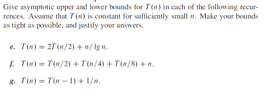 Solved Give asymptotic upper and lower bounds for T(n) in | Chegg.com