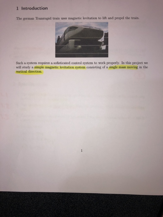Solved 1 Introduction The german Transrapid train uses | Chegg.com