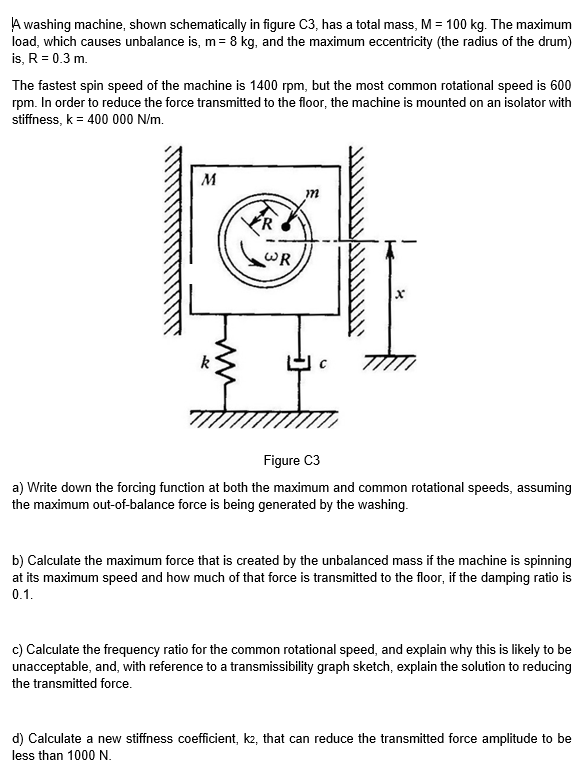 Solved A washing machine, shown schematically in figure C3, | Chegg.com