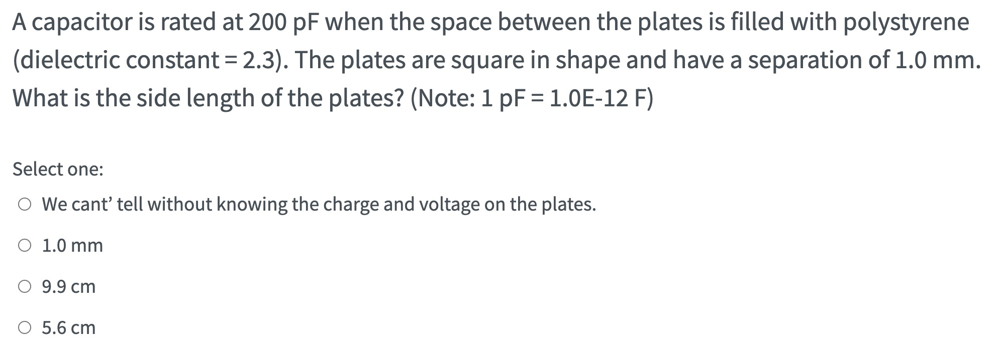 Solved A capacitor is rated at 200 pF when the space between | Chegg.com