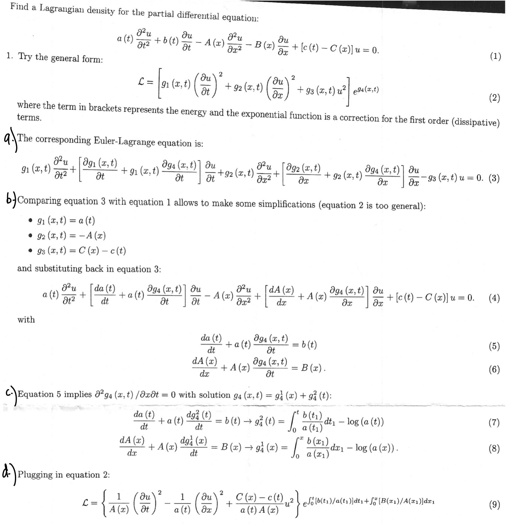 Solved Please solve ALL parts 1a-1d and show CLEARLY ALL THE | Chegg.com
