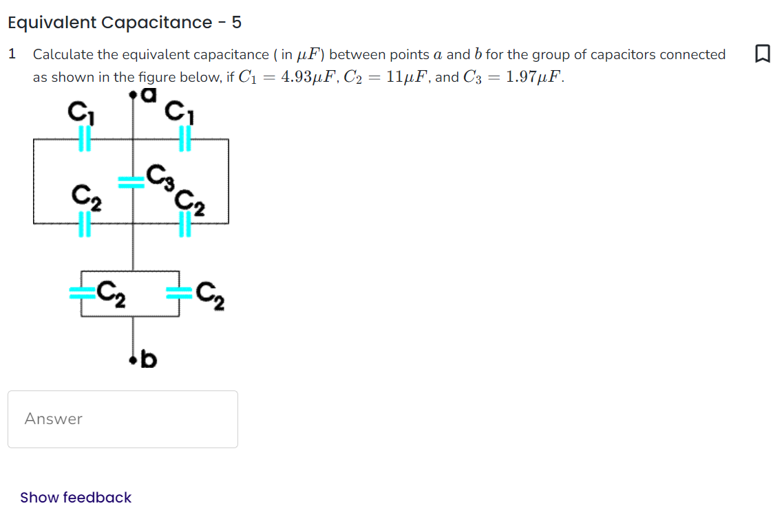 Solved 1 Calculate the equivalent capacitance ( in μF ) | Chegg.com