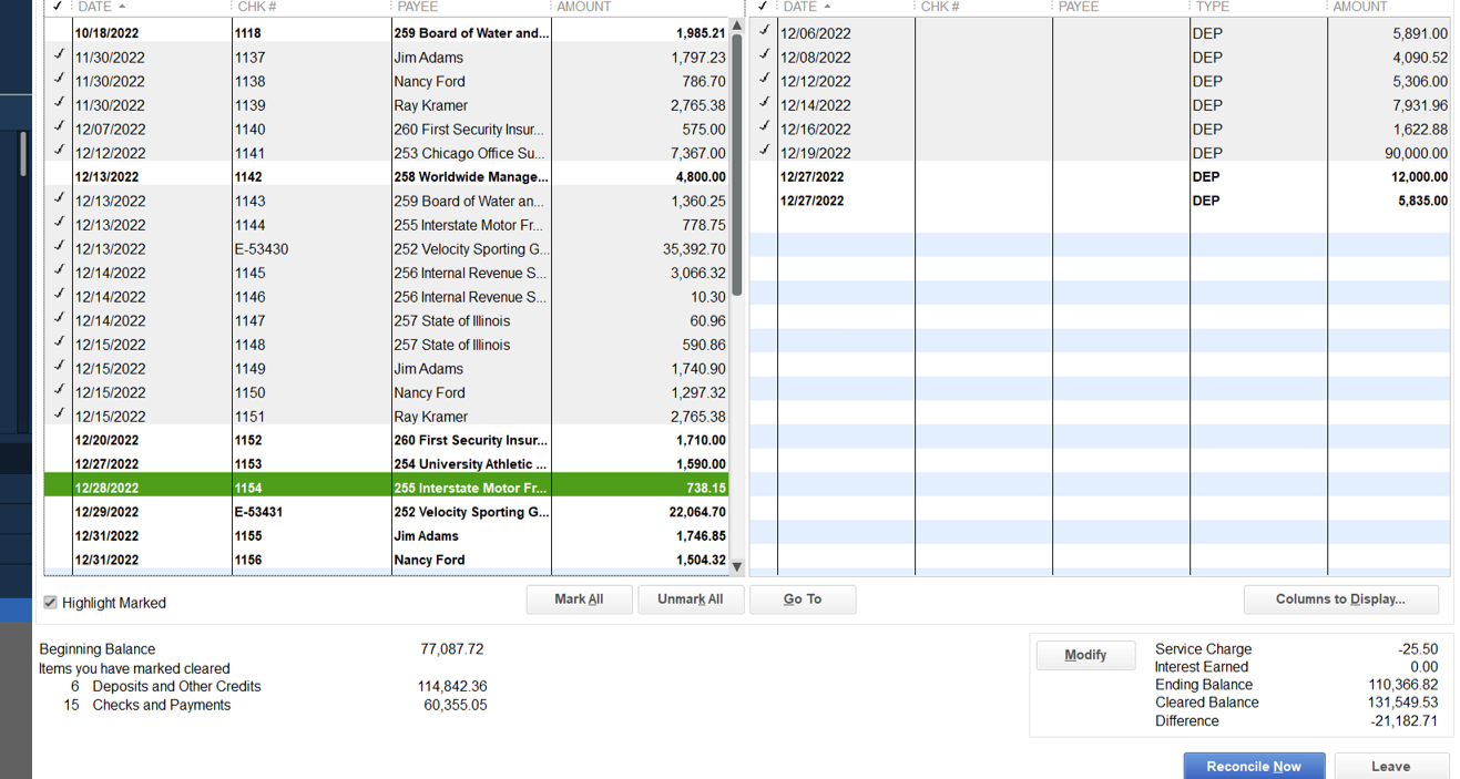 Solved When doing a bank reconciliation in Quickbooks, my | Chegg.com