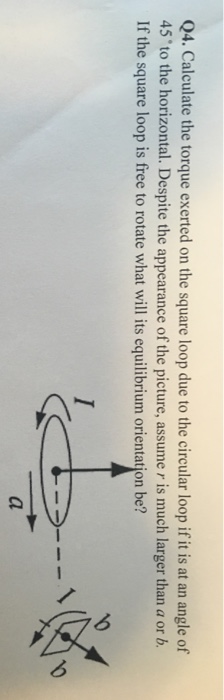 Solved Q4. Calculate the torque exerted on the square loop | Chegg.com
