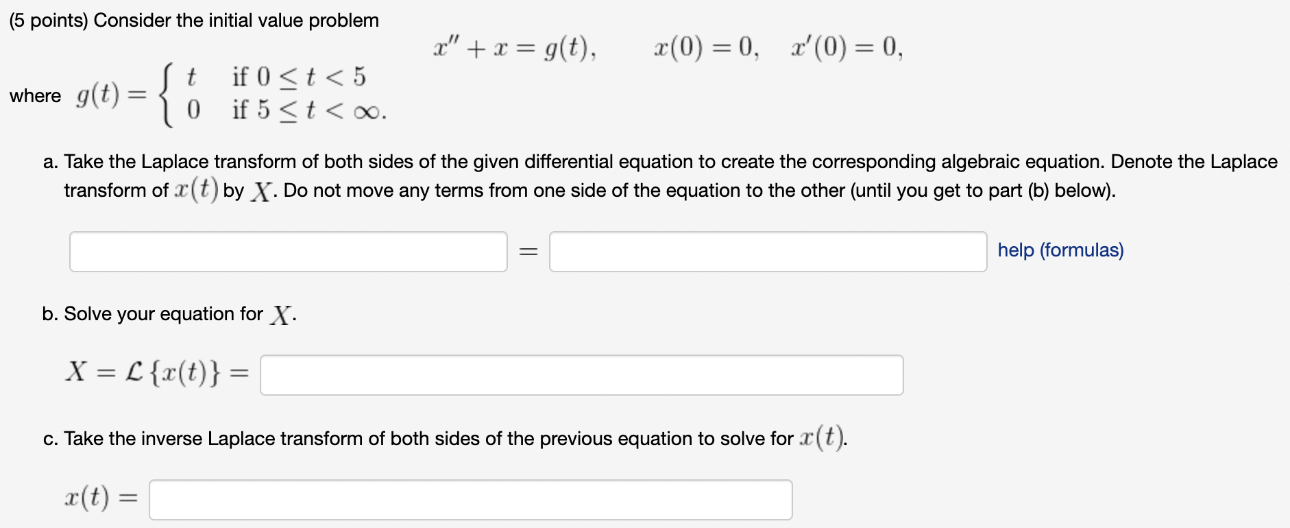 Solved (5 points) Consider the initial value problem x" + x | Chegg.com