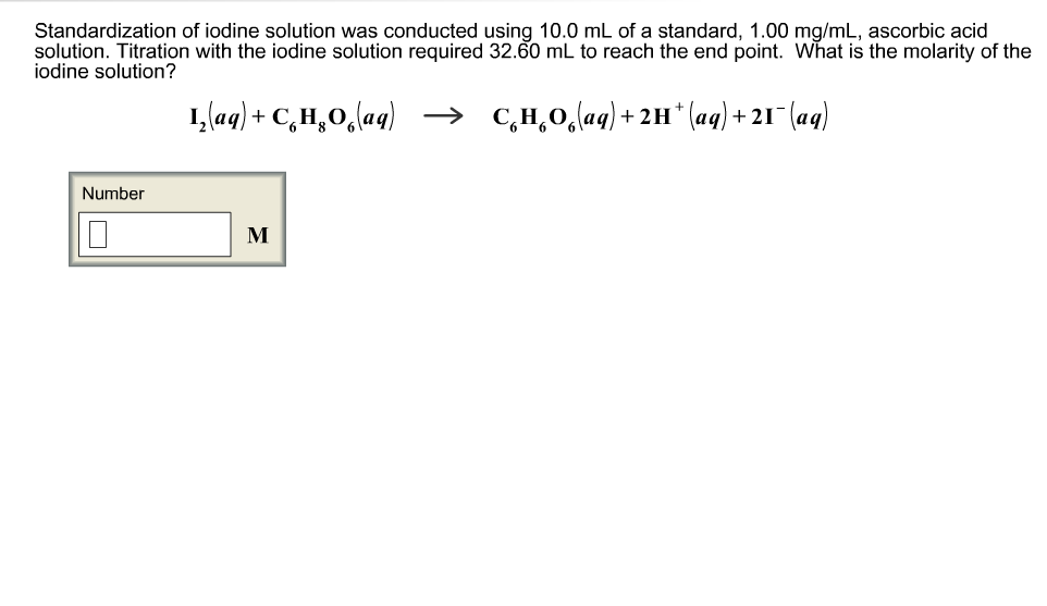 Solved Standardization of iodine solution was conducted | Chegg.com