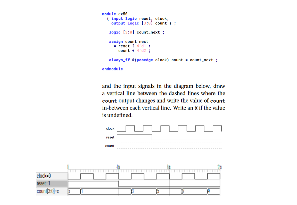 Solved module ex50( ﻿input logic reset, clock,output logic | Chegg.com