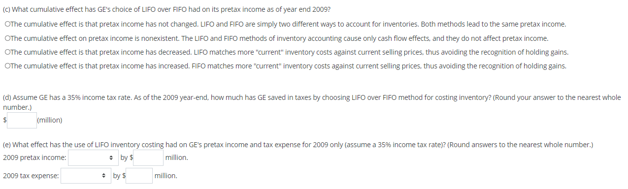 Analyzing an Inventory Footnote Disclosure General | Chegg.com
