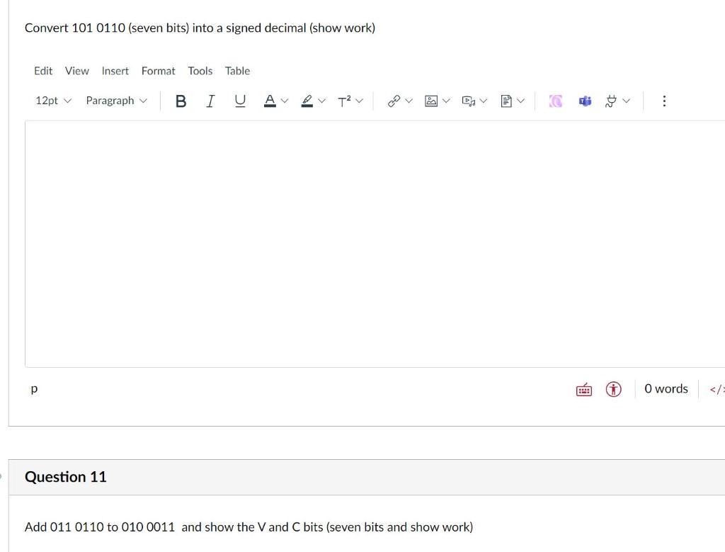 Solved Convert 1010110 (seven bits) into a signed decimal | Chegg.com