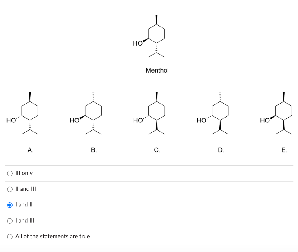 Solved The structure below is the essential oil menthol | Chegg.com