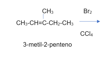 Solved CH3 Br2 CH3-CH=C-CH2-CH3 CCl4 3-metil-2-penteno | Chegg.com