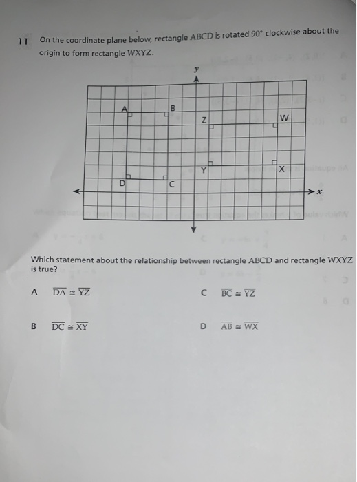 Solved 11 On The Coordinate Plane Below Rectangle Abcd Is