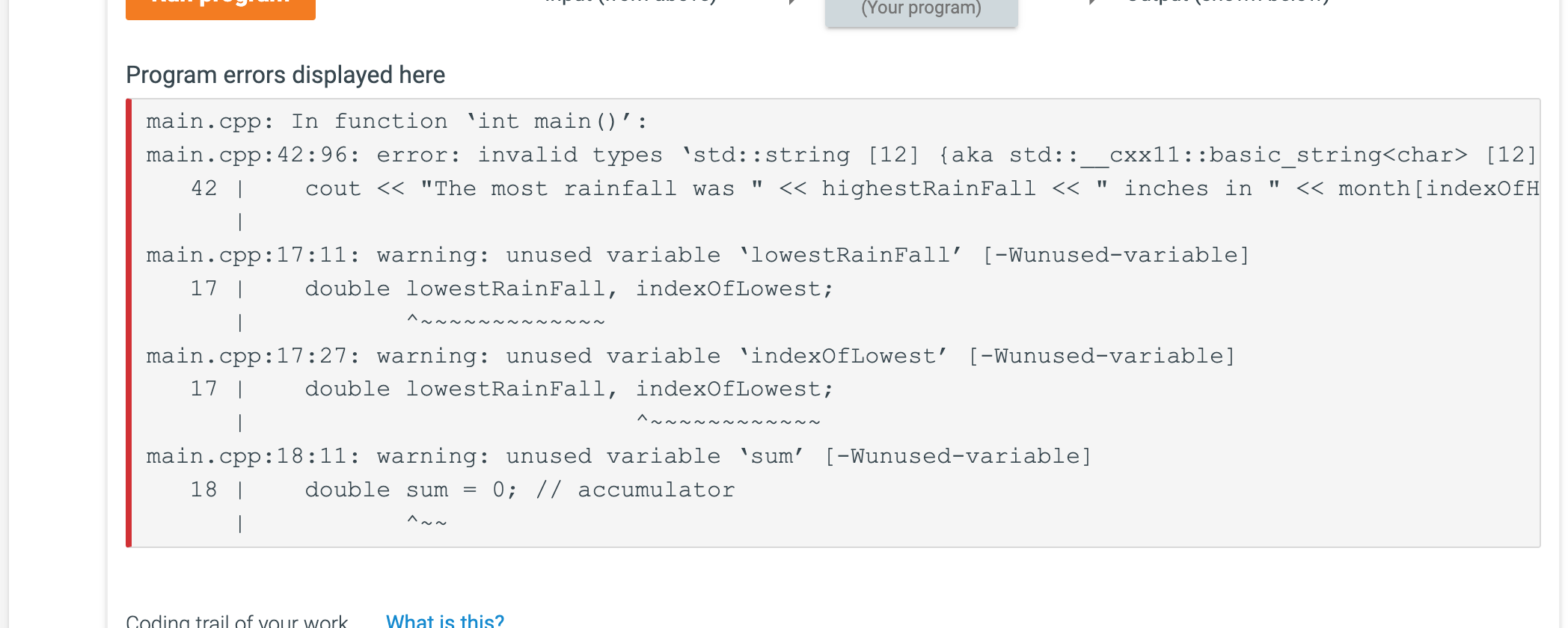 Solved Write a program that reads in the rainfall for each | Chegg.com