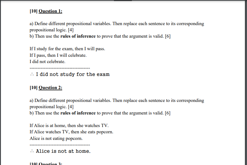 a) Define different propositional variables. Then | Chegg.com