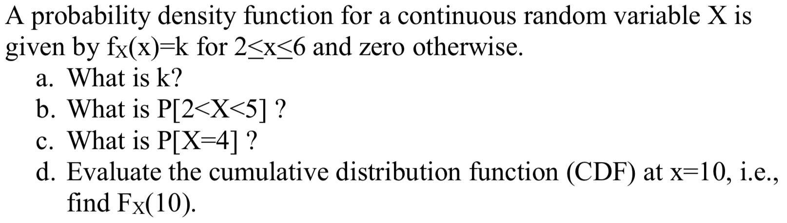 Solved |A probability density function for a continuous | Chegg.com