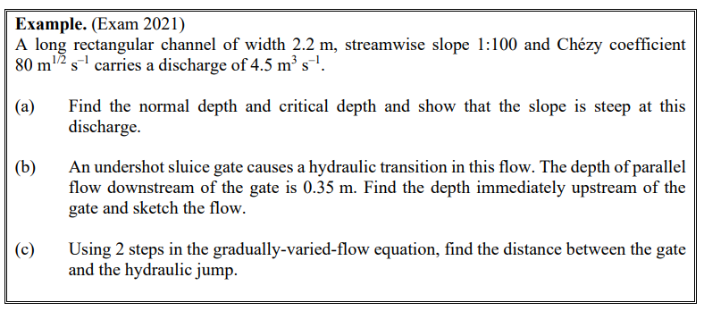 Solved Example. (Exam 2021)A long rectangular channel of | Chegg.com