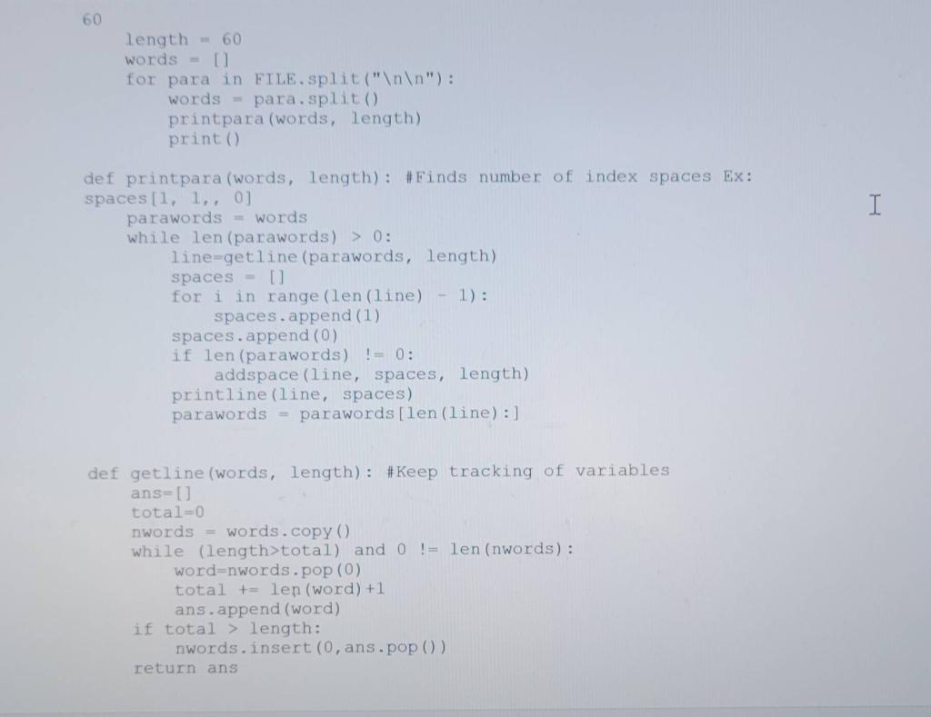 Solved 60 length = 60 words = for para in | Chegg.com