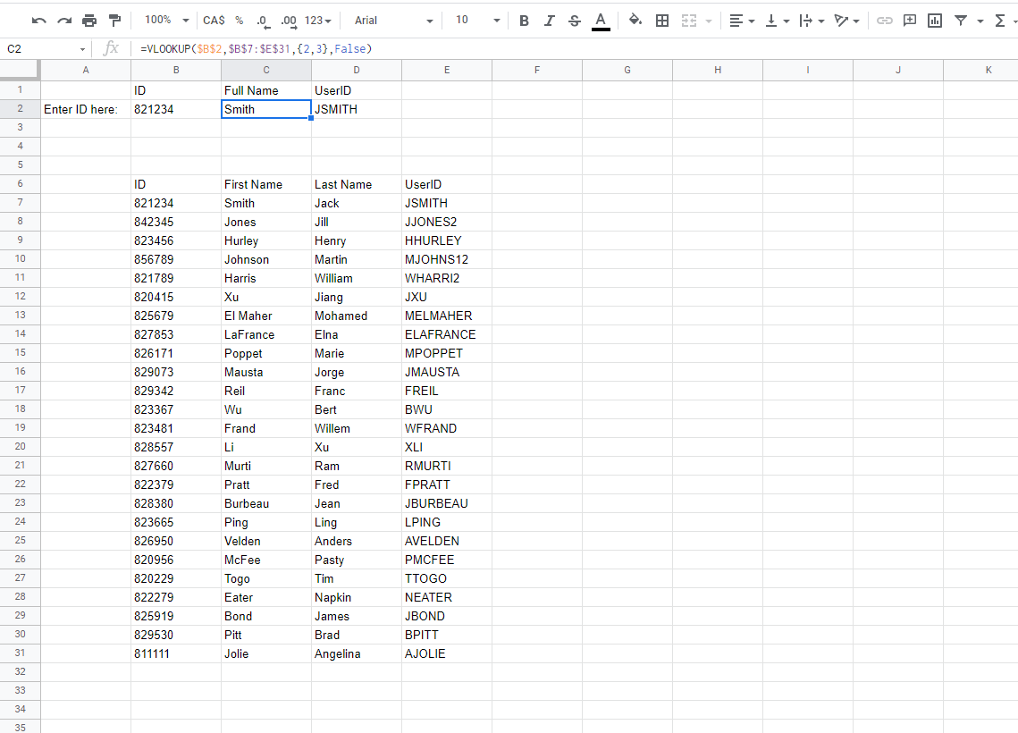 Solved How do I display full name with vlookup function? So | Chegg.com