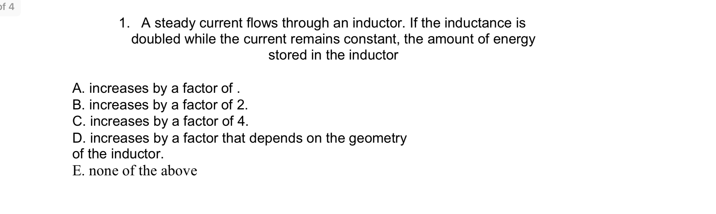 Solved by an EXPERT 1. ﻿A steady current flows through an inductor. If | Chegg.com