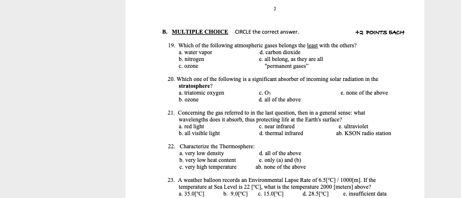 Solved B. MULTIPLE CHOICE CIRCLE the correct answer. +2 | Chegg.com
